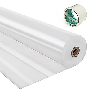 Doniks Clear Greenhouse Film Plastic Sheeting 6 Mil Thickness,Greenhouse Cover Polyethylene Plastic,5 Year UV Resistant Film Hoop Green15 x40ft,for Gardening, Farming, Agriculture, Garden