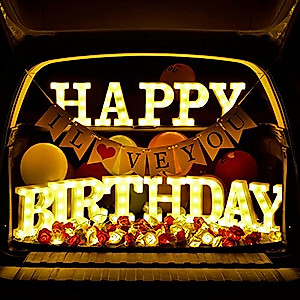 GPUSFAK 155 Bulbs Happy Birthday Marquee Light Up Letters - LED Letter Number Light Sign Decoration for Birthday Home Table Decor White