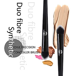 ENERGY Precision Concealer Brush Under Eye Nose Contour Foundation Brush for Liquid Cream Foundation Powder Eyebrow Concealer Blending Baking Buffing Vegan Premium Synthetic Makeup Brush Black