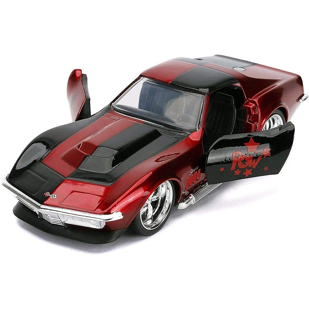 Jada Toys DC Comics 1:32 Harley Quinn 1969 Chevy Corvette Stingray Die-cast Car, Toys for Kids and Adults