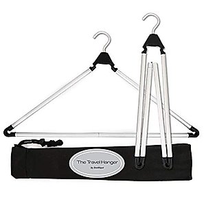Travel Hanger, Car Hanger, Clothes Hanger, Gym Hanger, Fitness Hanger- Folding Foldable Hanger, Portable Hanger (Matte Silver & Black)