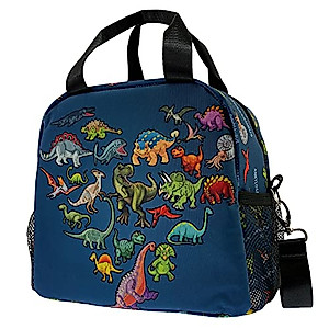 TONGRUIQ Insulated Lunch Bag Women Insulated Small Lunch Tote Box Bags With Adjustable Shoulder Strap Reusable Dinosaurs Lunch Bag for Work Picnic Hiking or Travel
