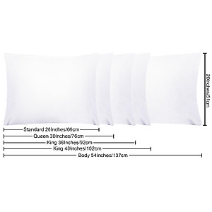 NTBAY Body Pillowcase - Brushed Microfiber 20x54 Pillowcase - Soft, Wrinkle-Free, Fade-Resistant, Stain-Resistant, White Body Pillow Cover with Envelope Closure - 20x54 Inches, White