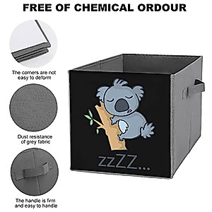 Cute Koala Sleeping Collapsible Storage Bins Basics Folding Fabric Storage Cubes Organizer Boxes with Handles