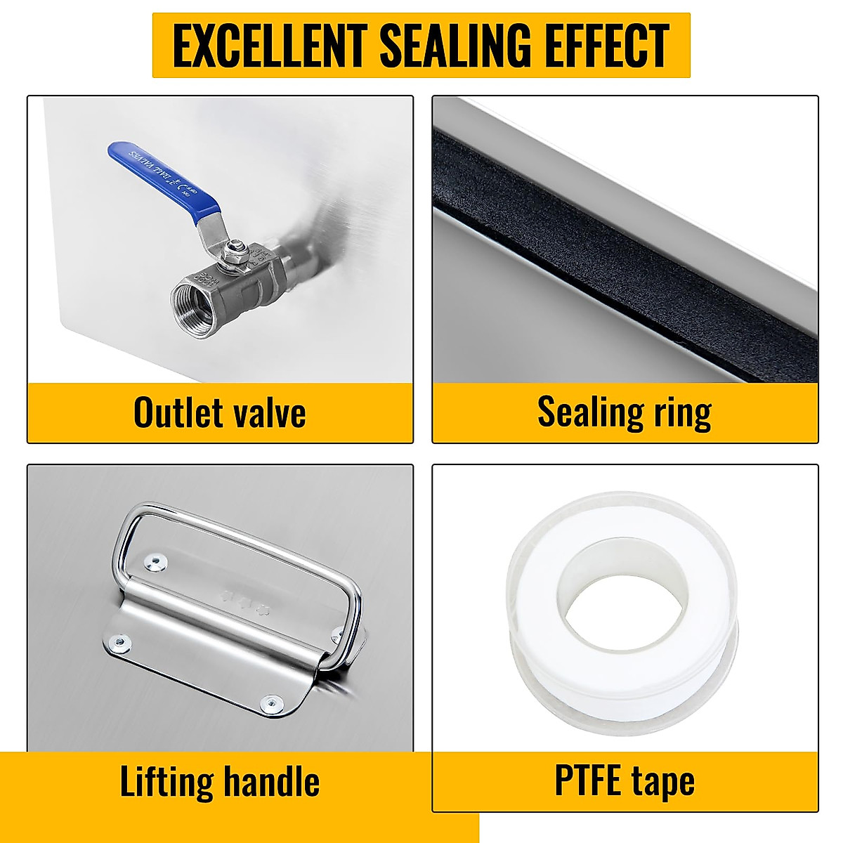 OUKIDR Commercial Grease Interceptor, Stainless Steel Grease Trap For Kitchen Under Sink, Oil-Water Separator With Side Water Inlet,25LB
