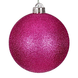 Vickerman 694008-2.75" Hot Pink Glitter Ball Christmas Tree Ornament (12 pack) (N590759DG)