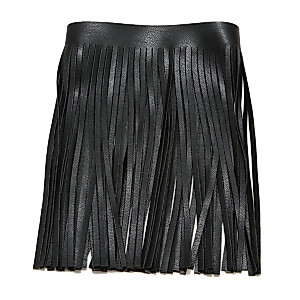 2 Yards PU Leather Fringe Trim 4 Inch Sewing Tassel Trim for DIY Craft Clothing Handbag Sewing Craft Embellishment Decoration Black