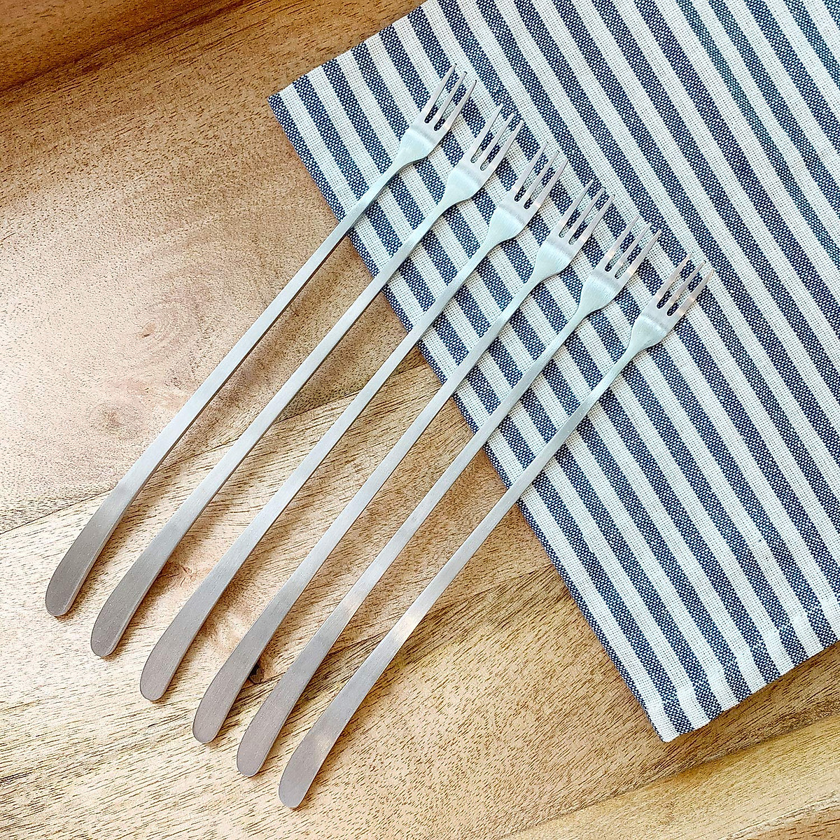[JSeven] Long Handle Forks, Stainless Steel Dessert Forks, Fruits, Pickles Forks, Fancy Table Forks (12 Pcs)