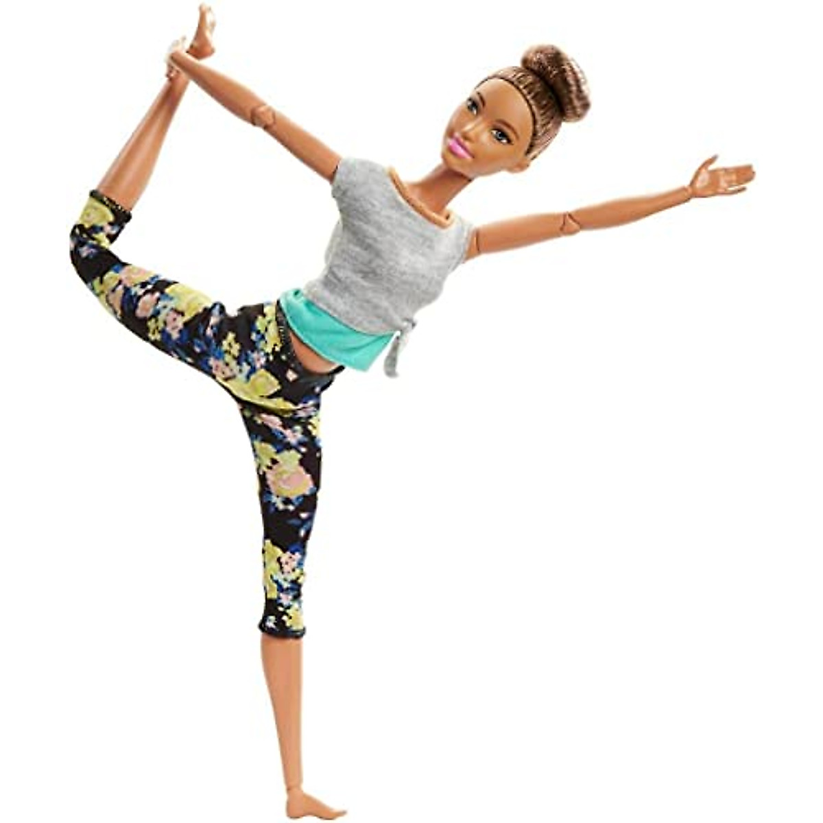Barbie Made to Move Dolls with 22 Joints and Yoga Clothes, Floral, Blue