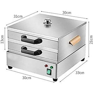 DAREV Electric Cantonese Rice Noodle Rolls Machine, 2 Layer Stainless Steel Steamed Vermicelli Roll Steamer with 3 Steameing Tray