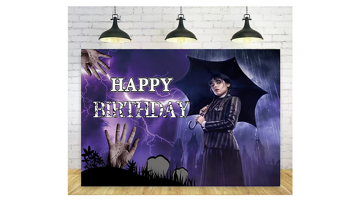 Wednesday Addams Birthday Backdrop | Kids Party Decor 5x3ft