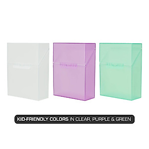 It's Academic Crayon Box with Hinged Lid and Snap Closure, Clear, Purple, and Green Plastic, 16-Pack (Colors May Vary)