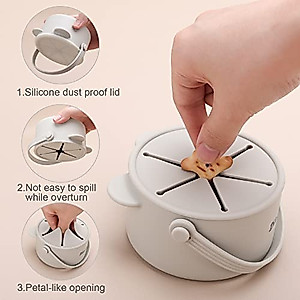 Dilovely Snack Cups for Toddlers, Silicone Toddler Snacks Containers, Baby Food Catcher Spill Proof, Kid Snacks Holder with DustProof Lid, 2 Pack Dishwasher Safe and BPA Free 9 Oz