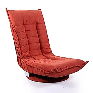Orange Folding Floor Gaming Chair for Adults 360 Degree Swivel Video Game Chair Sofa with Back Support
