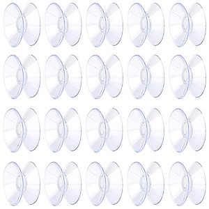 Pawfly 20 Pack Double Sided Suction Cups 1.2 Inch Clear PVC Plastic Sucker for Glass Table Mirror