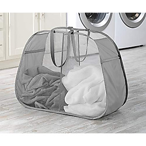 Whitmor Pop and Fold Double Hamper, Paloma Gray