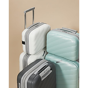 LUGGEX Carry on Luggage, Lightweight Suitcase 2 Piece with Spinner Wheels (White, 14/20)