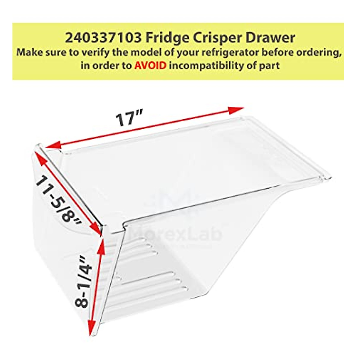240337103 Fridge Crisper Drawer Compatible with Frigidaire 240337102, 240337105, 240337107, 240337108, 240337109, 891037 Refrigerator Drawers – Refrigerator Shelf Crisper Bin