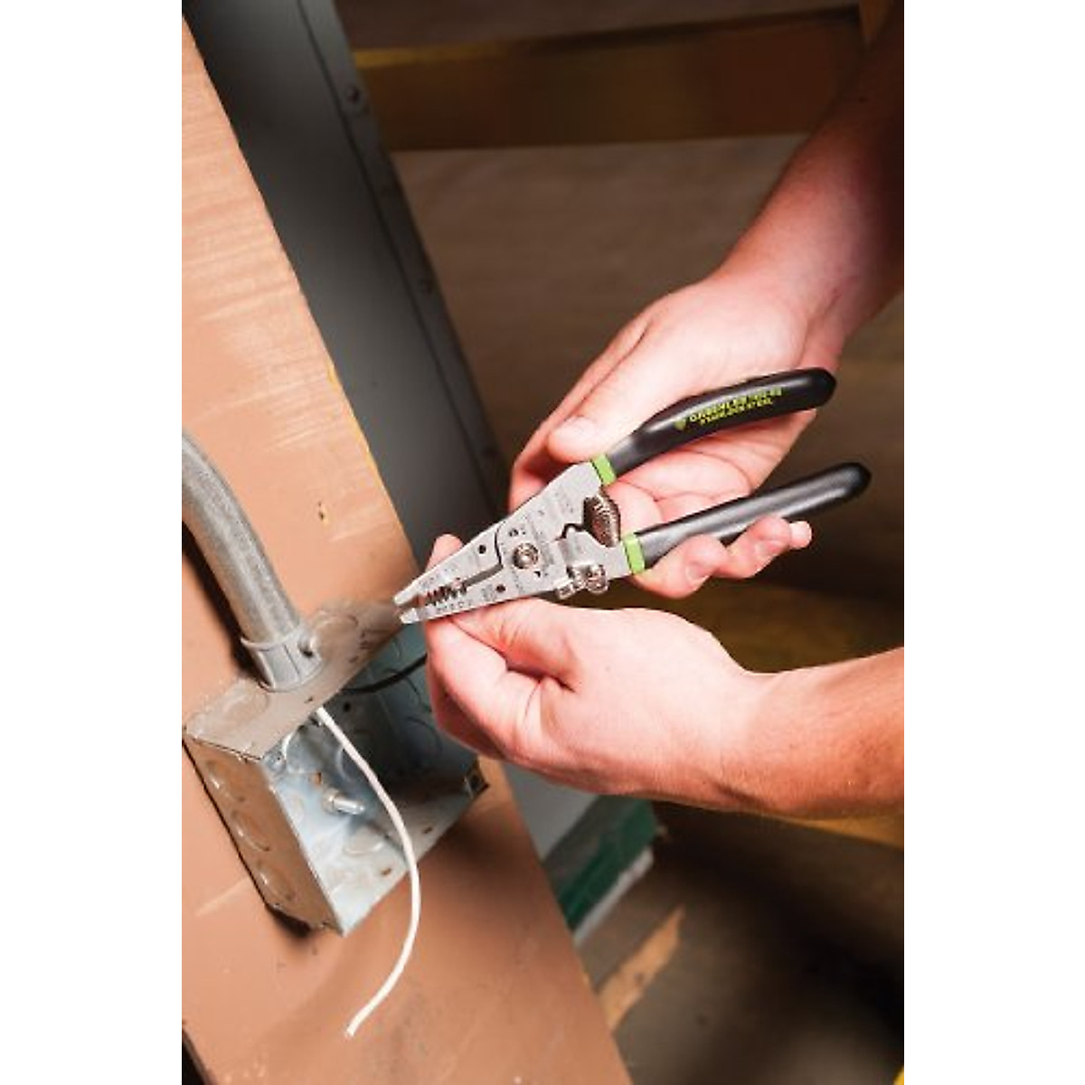 Greenlee 1955-SS Stainless Steel Wire Stripper for 10-18 AWG Solid and 12-20 AWG Stranded, Heavy-Duty Stripper, Cutter, and Crimper Tool