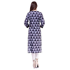 Ramkudi Indian Women's Printed Cotton Kurti Top (Grey)