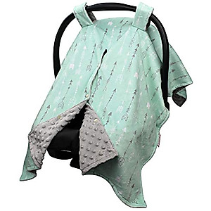 Top Tots Baby Car Seat Canopy Cover - Seafoam Grey and White Native Arrows