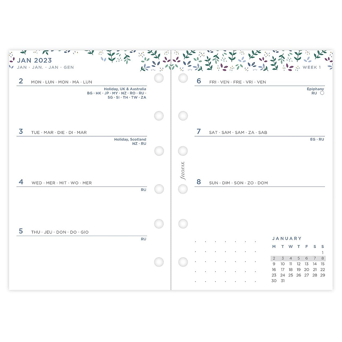 Filofax Pocket Garden Week to View 2023 Diary, White (23-68292)