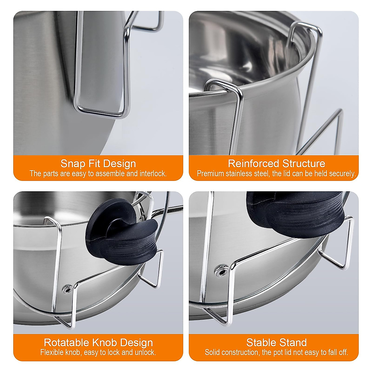 YiePhiot Crock Pot Lid Holder, Slow Cooker Lid Holder, Lid Pocket Slow Cooker Lid Holder, Stainless Steel Lid Holder, Make Sure the Lid Does Not Touch the Table Top(2 PACK)