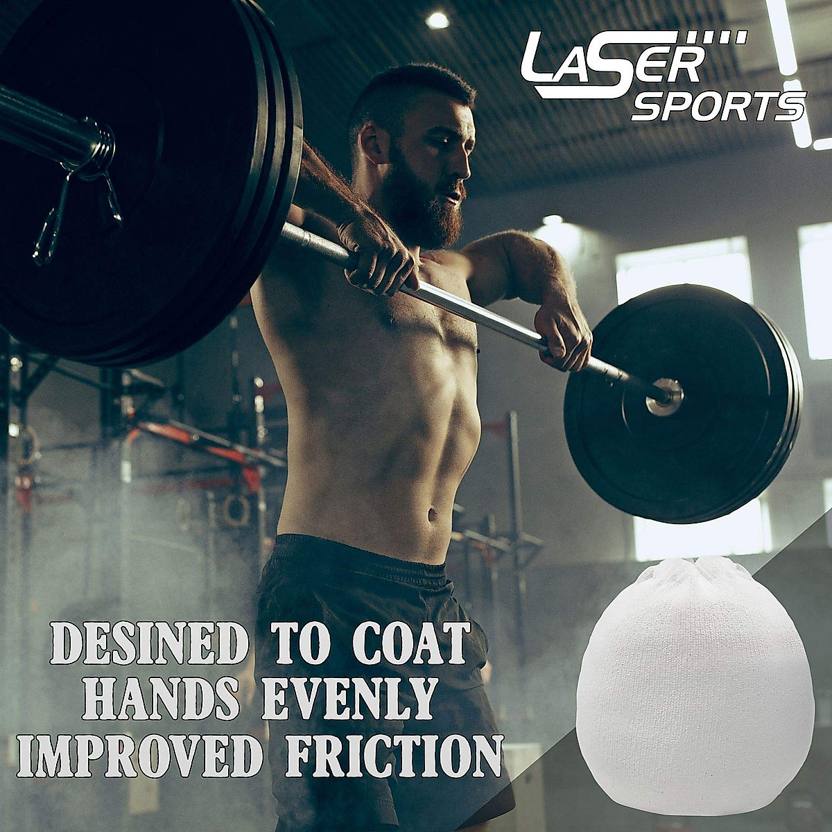 Laser Sports Chalk Ball Sock - Great for Weightlifting and Powerlifting - Increase Your Grip While Rock Climbing and Performing Gymnastics - for Men and Women - 3oz