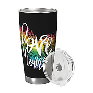 SDERDZSE Lgbtq Pride Month Rainbow Gay Tumbler 20oz Coffee Cup Insulated Tumblers Stainless Steel Tumbler With Lid Coffee Travel Mug For Home Outdoor
