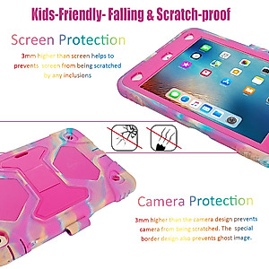 ACEGUARDER Shockproof Kid case for iPad Mini Case, iPad Mini 2, iPad Mini 3, iPad 7.9 inch Case, Shockproof Protective, with Pencil Holder & Multi-Angle Adjustable Bracket (2021 New, Rose Pink)