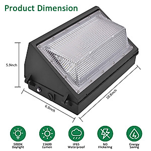 SZGMJIA 100W LED Wall Pack with Dusk to Dawn Photocell, 5000K Daylight, 13000LM, AC100-277V with ETL Listed. Commercial and Industrial Outdoor LED Security Lighting for Parking Lots