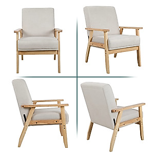 Homajor Accent Chairs, Mid Century Modern Armchairs for Living Room/Bedroom, Beige