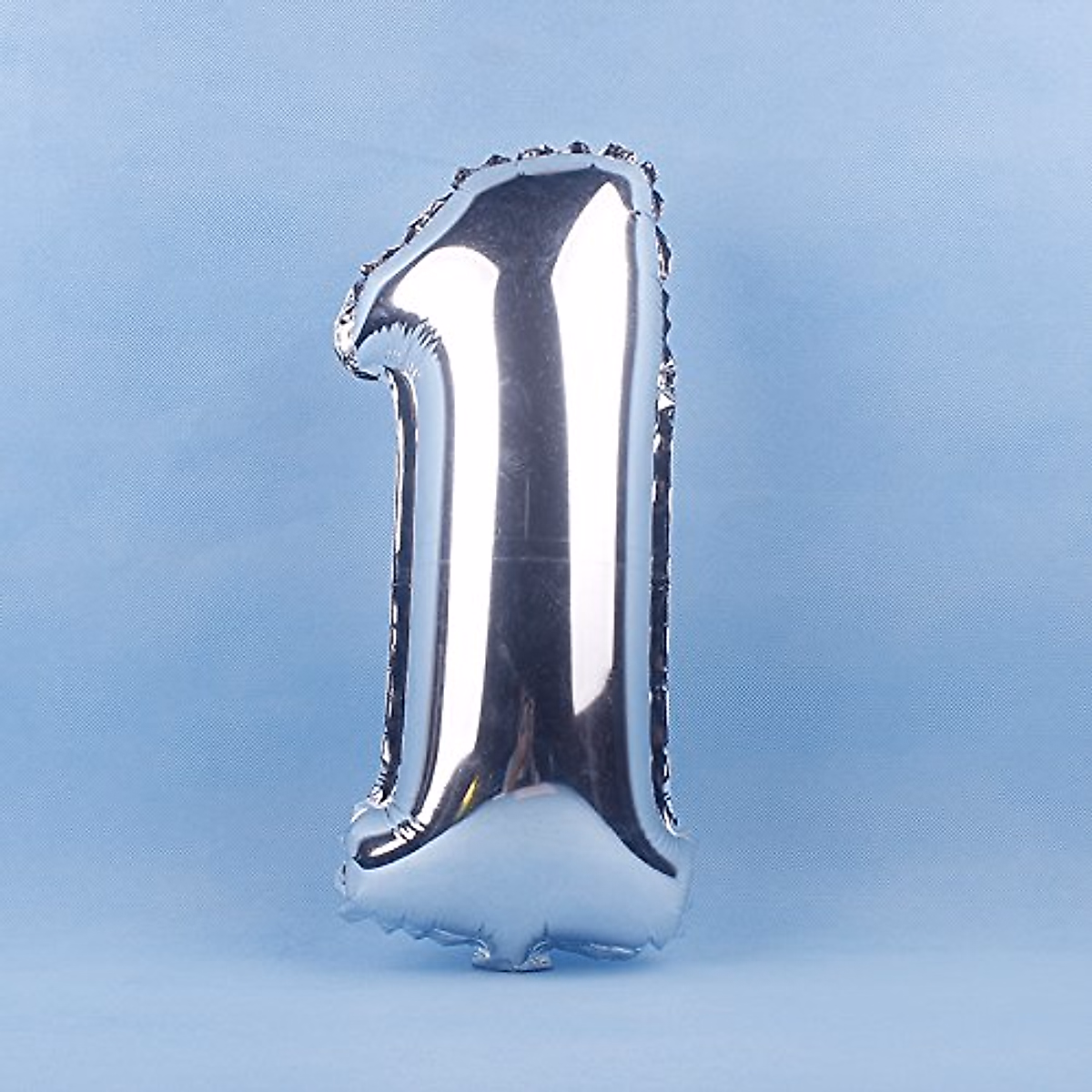 Glanzzeit 16 Inch Silver Foil Balloons Letters A to Z Numbers 0 to 9 for Prom Wedding Birthday Party Decor (Number 1)