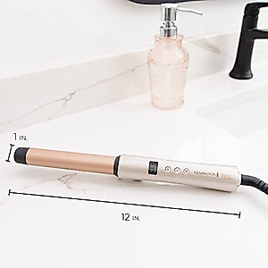 REMINGTON Shine Therapy Argan Oil & Keratin Infused 1 Inch Straight Barrel Curling Wand for Loose Waves, Includes Heat Glove