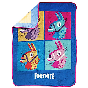 Fortnite Blue Llama Travel Blanket - Measures 40 x 50 inches, Bedding Features Warhol Design - Fade Resistant Super Soft Plush Fleece (Official Product)