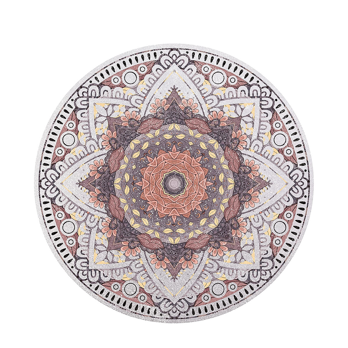 Knsbk Large Round Yoga Mat 4.6’ x 3.5mm for Exercise Premium Extra Thick, Ultra Comfortable, Non Slip, Meditation Mat