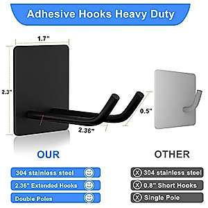 FUMAX Adhesive Hooks, 304 Stainless Steel Wall Towel Hooks, Heavy Duty Self Adhesive Sticky Hooks for Hanging Towel Robe Hat Coat Key