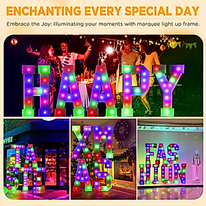 Marquee Light Up Letters, YBQZ 4FT Large Light Up Letters, Large Marquee Letters for Baby Shower Birthday Party Decor, Mosaic Balloon Frame for Wedding Engagement Party Decoration, Foam Letter E