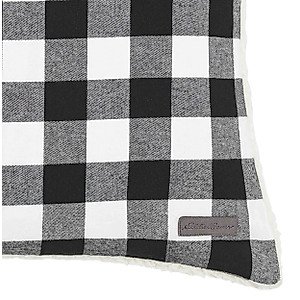 Eddie Bauer Throw Blanket with Pillow Reversible Flannel/Sherpa Bedding, Buffalo Plaid Home Decor for All Seasons, 2 Piece Set, Black/White Check