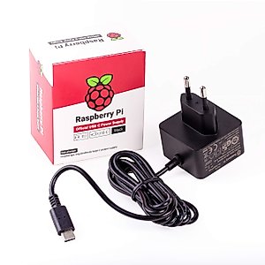 sb components Official Raspberry Pi 4 USB to Type-C Power Supply Adapter – EU Plug (Black)