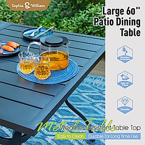 Sophia & William Patio Dining Set 7 Pieces Outdoor Metal Furniture Set, 6 x Patio Dining Swivel Chairs Padded with 1 Umbrella Table 6 Person for Lawn Garden