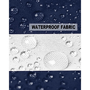 Nautical Stripe Outdoor Waterproof Throw Pillow Covers, Decorative Pillowcases Polyester Cushion Covers for Garden Patio Tent Sofa Couch Pack of 2 16x16 inch, Navy Blue White Stripes