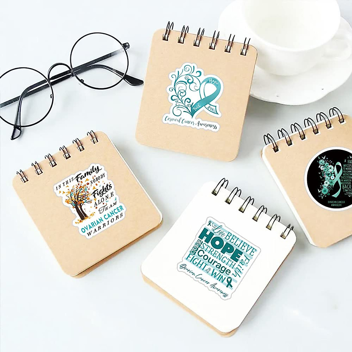 61 Pcs Ovarian Cancer Awareness Ribbons Vinyl Decals Waterproof Stickers for Helmet Laptop Phone Water Bottles for Aldults for Birthday Halloween Party Supplies Decoration Favors