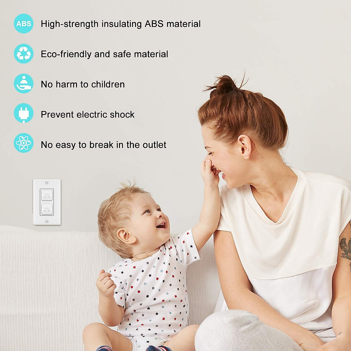 Outlet Covers (55 Pack) with Hidden Pull Handle Baby Proofing Plug Covers 3-Prong Child Safety Socket Covers Electrical Outlet Protectors Kid Proof Outlet Cap