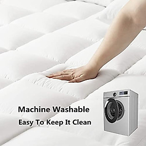 Mattress Topper Queen Size - Extra Thick Mattress Pad Cover - Pillow Top Deep Pocket with Breathable 7D Spiral Fiber Filling Cooling Mattress Cover