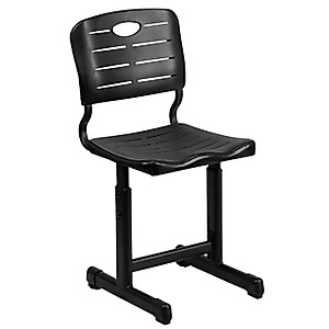 EMMA + OLIVER Adjustable Height Black Student Chair with Black Pedestal Frame