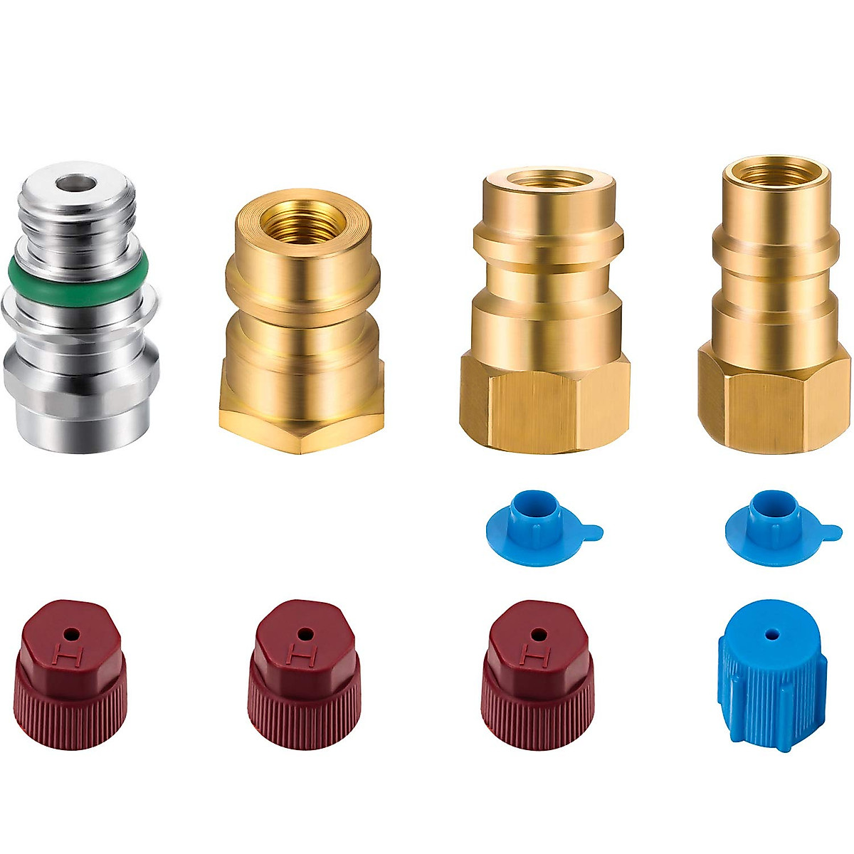 Mudder 4 Pieces VA-LH11 A/C Pro R-12 to R-134a Retrofit Parts Kit Retrofit Conversion Adapter Fitting Compatible with 1/4 SAE Thread Low High Side Retrofit Conversion