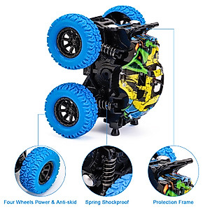 PlyEeight 2pcs Friction Powered Cars for Toddlers, 360° Rotation Stunt Push and Go Cars Educational Toys for 3 4 5 6 Year Old Boys Girls Gifts