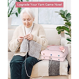 Aeelike Yarn Waist Bag, Portable Yarn Crossbody Bag Small Yarn Storage Bag for Holding Yarn Crochet Hooks Knitting Needles, Lightweight & Easy to Carry Yarn Bag, Pink