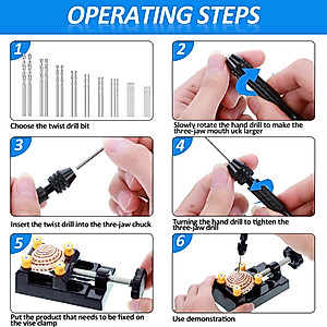 37 Pieces Hand Drill Tool Set, Pin Vise Hand Drill, Miniature Drill Mini Twist Drill Bit, Bench Vice for Craft Carving Resin DIY Jewelry Making(0.3-1.2 mm PCB Drill)